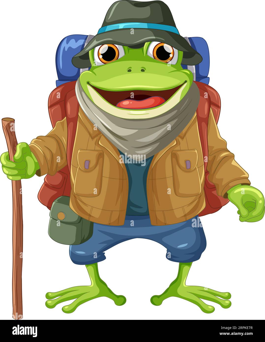 Frog Backpack Traveler Cartoon Character illustration Stock Vector ...