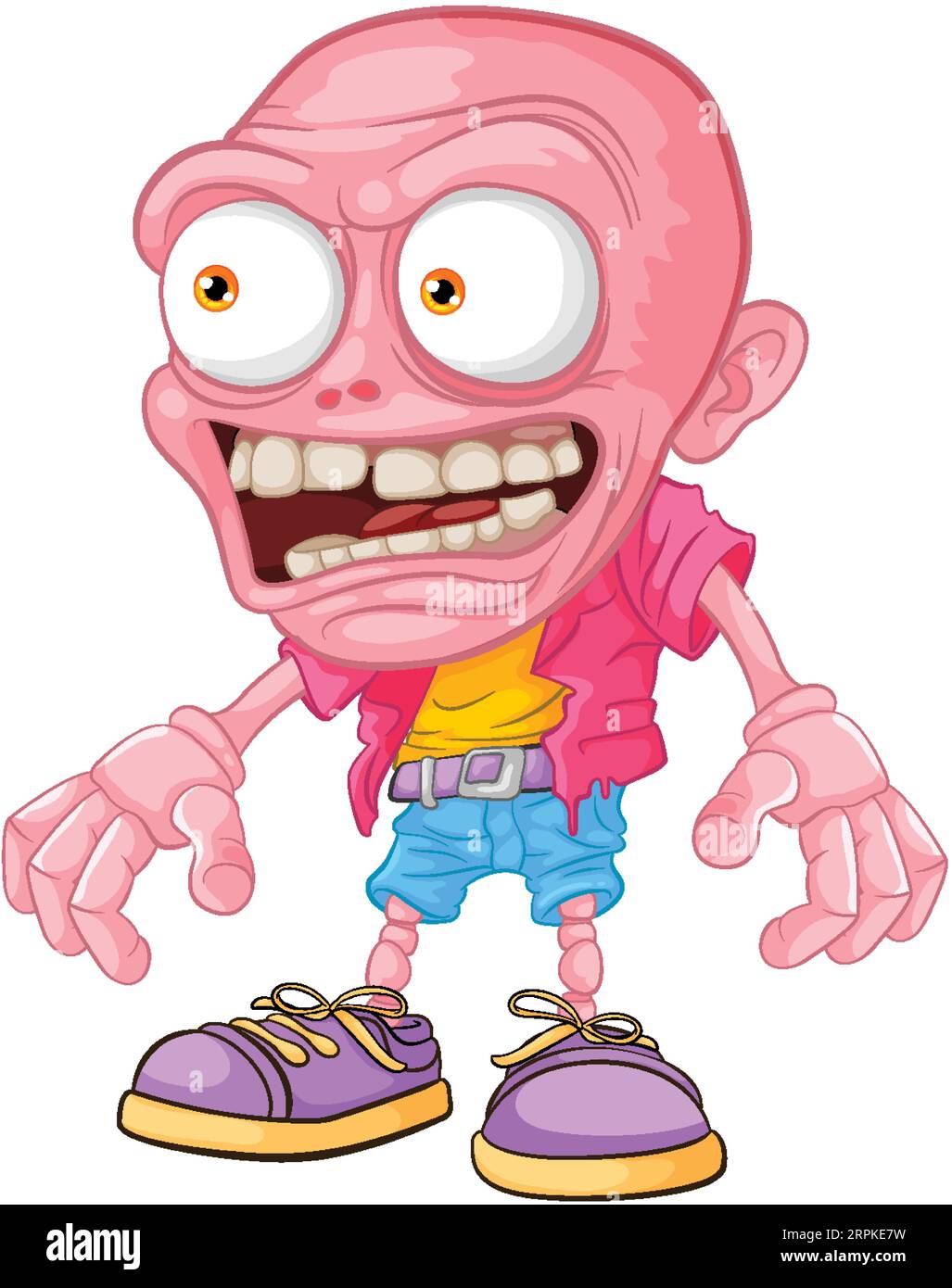 A scary bald zombie monster with a creepy cartoon style Stock Vector ...