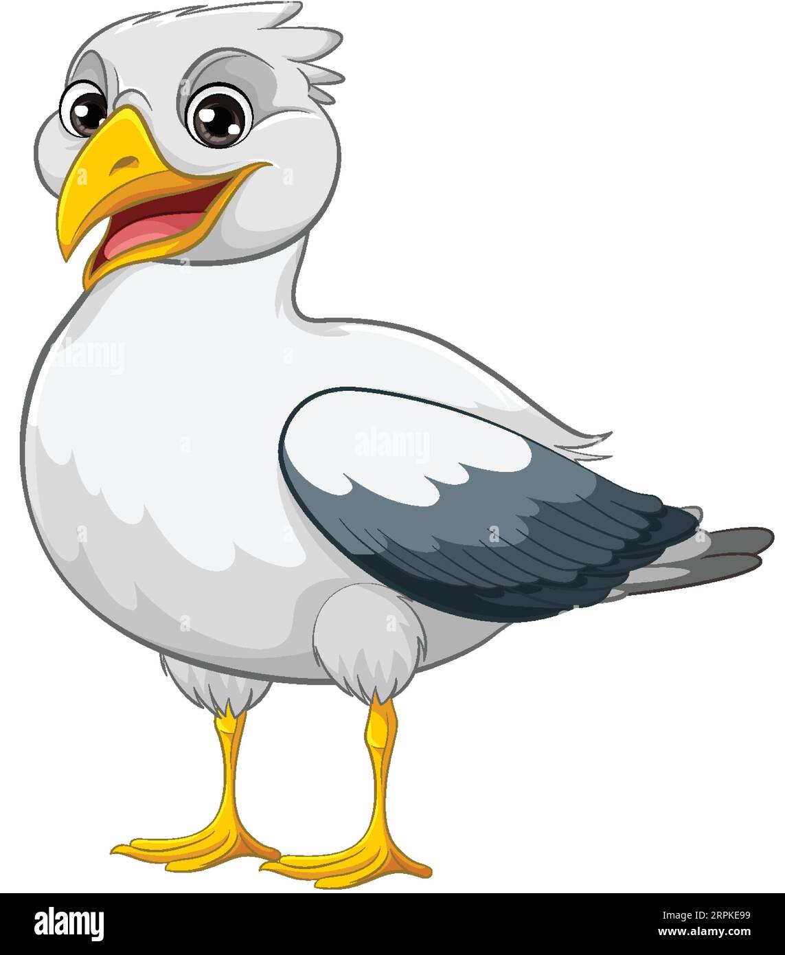 A vector cartoon illustration of a seagull standing isolated on a white ...