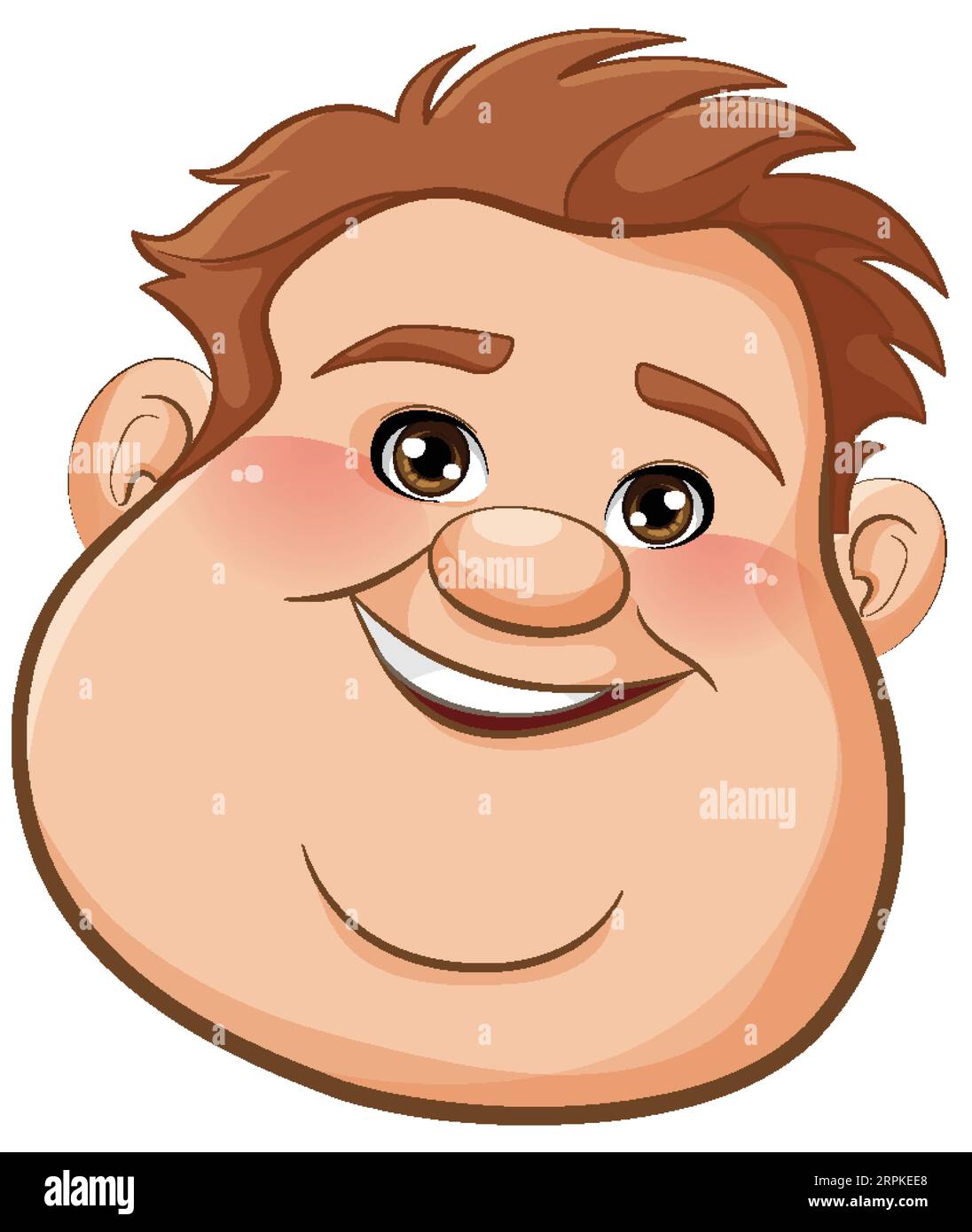 A cheerful overweight teenage man with a cartoon-style vector ...