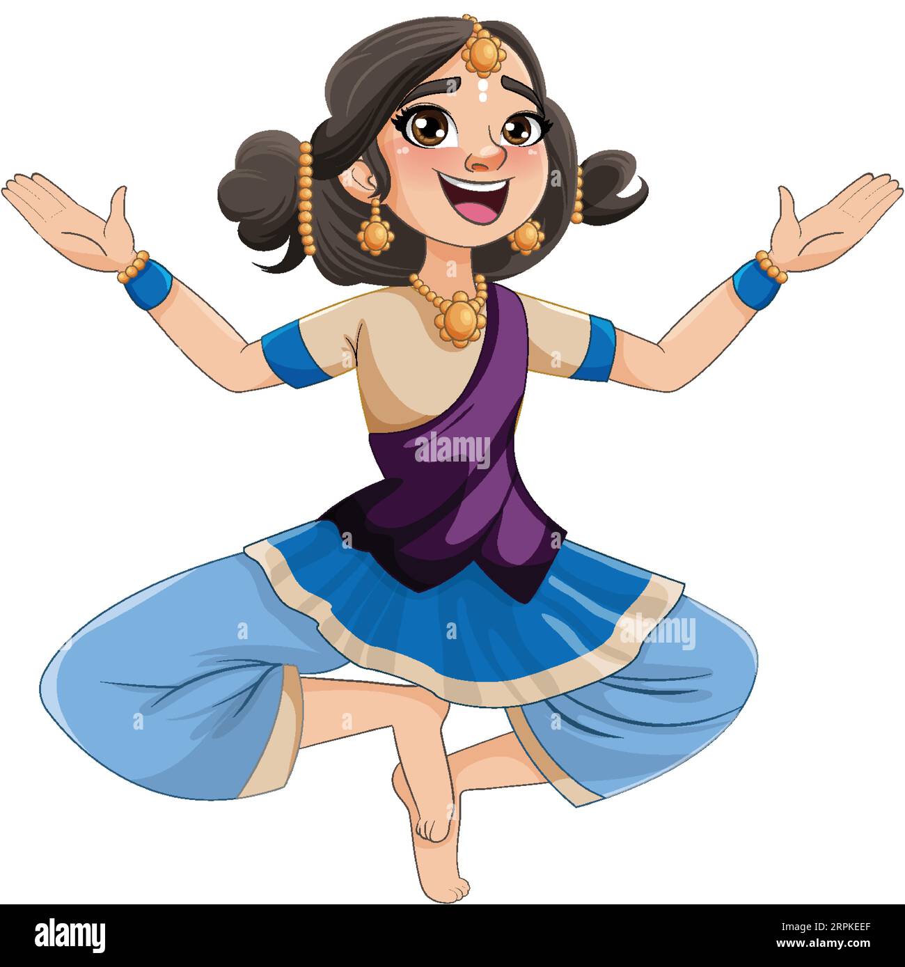 Indian cartoon characters in traditional cultural outfit illustration ...