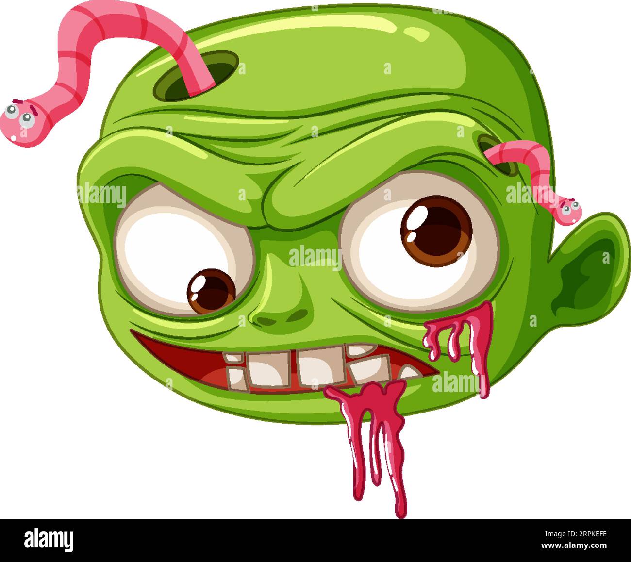 Illustration of a male zombie with a worm protruding from his head ...