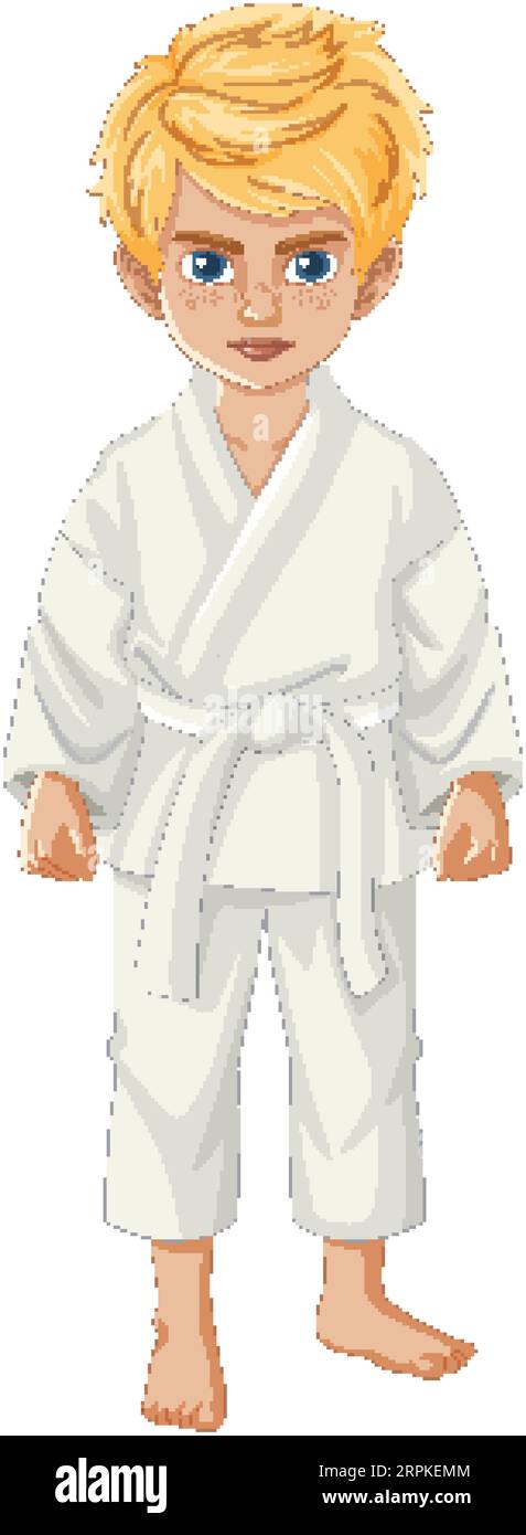 A cartoon illustration of a boy wearing a judo sport outfit Stock ...