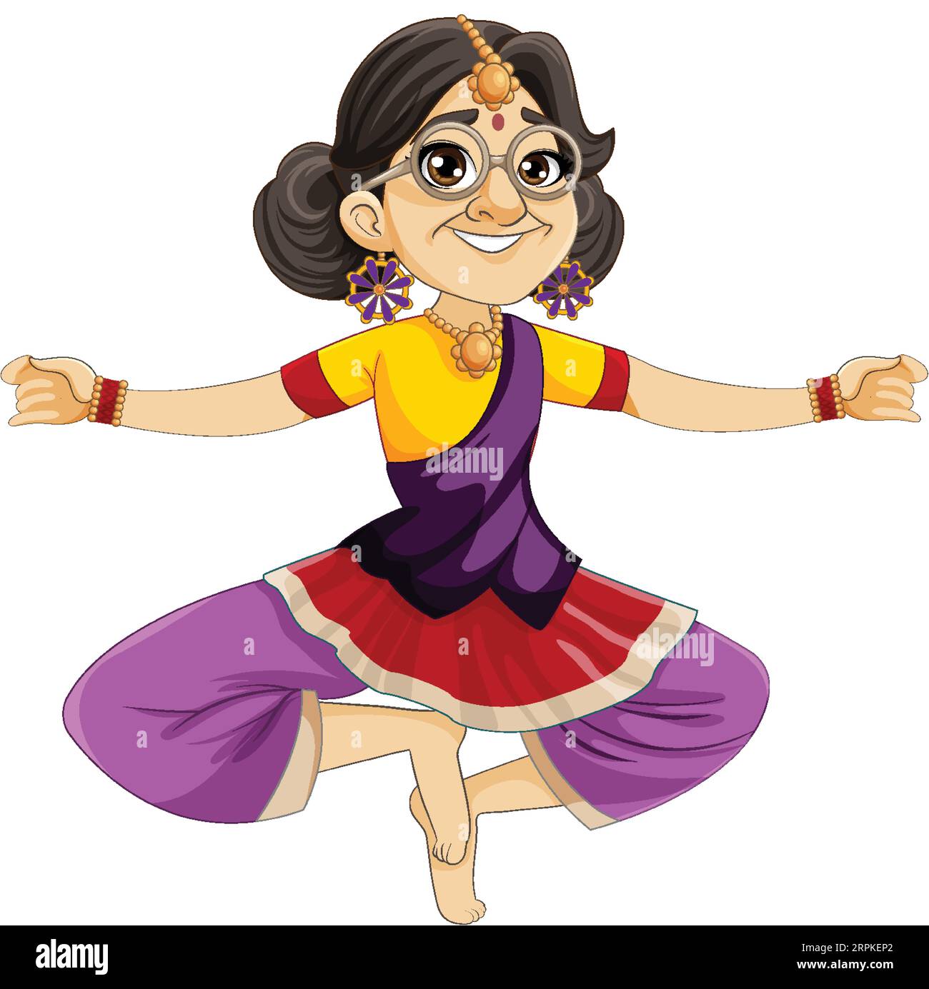 Indian Cartoon Characters In Traditional Cultural Outfit Illustration
