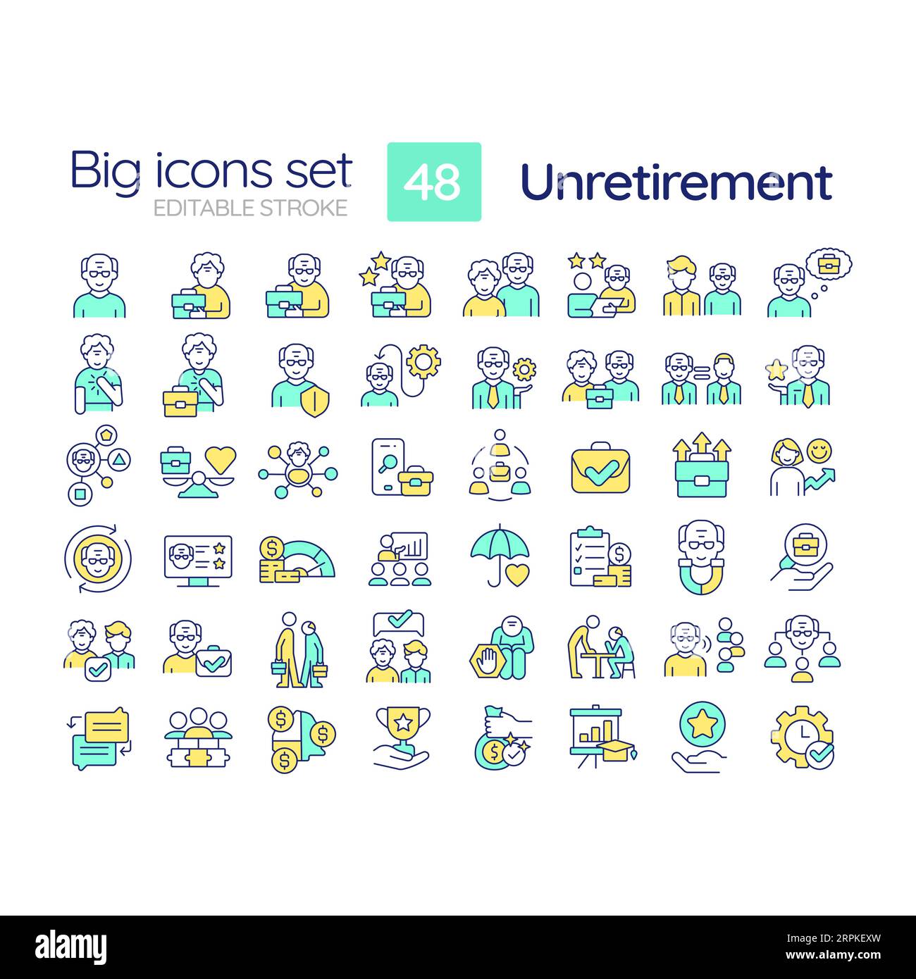 Customizable multicolor big icon set for unretirement Stock Vector ...