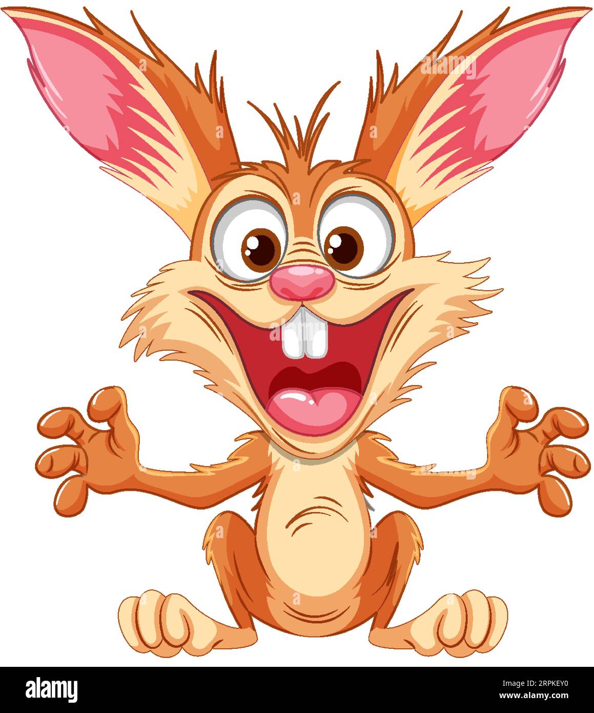 A cartoon rabbit with a scary smile jumping in a fit of craziness Stock ...