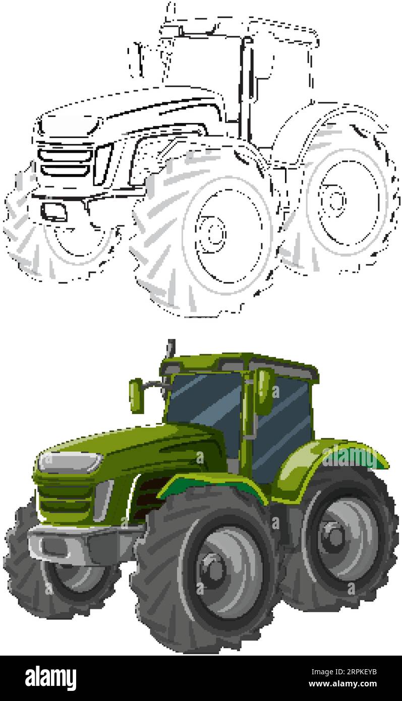 Isolated on white, this green tractor cartoon illustration is perfect ...