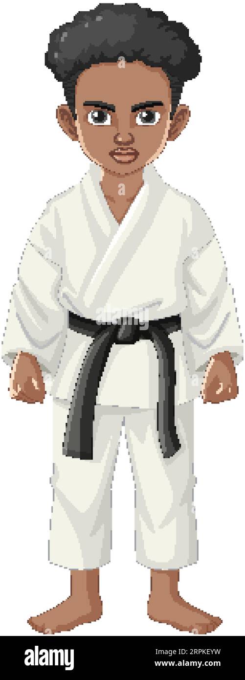 A cartoon character of an African boy wearing a judo sport outfit Stock ...