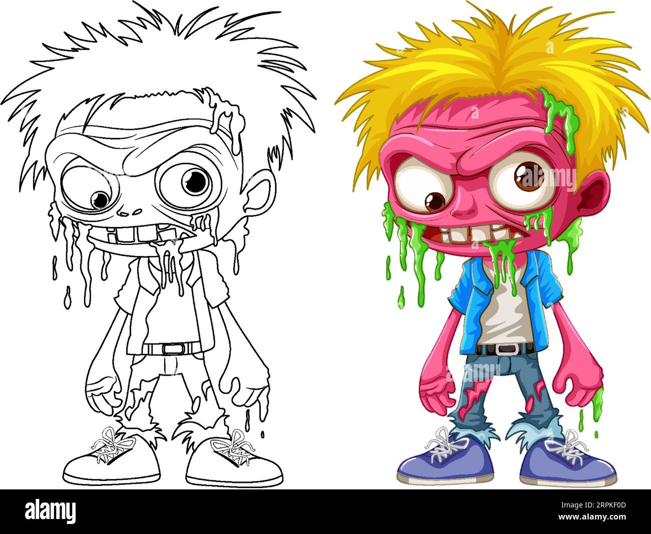 A vector cartoon illustration of a male zombie, perfect for coloring ...