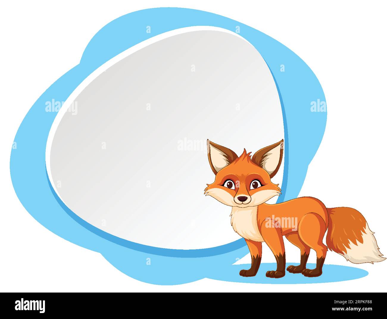 A cheerful vector cartoon illustration of a red fox with bright colors ...