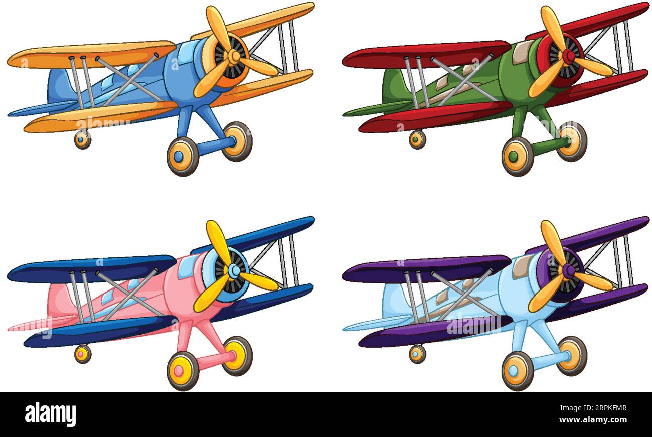 Cute vintage aircraft cartoon illustration Stock Vector Image & Art - Alamy
