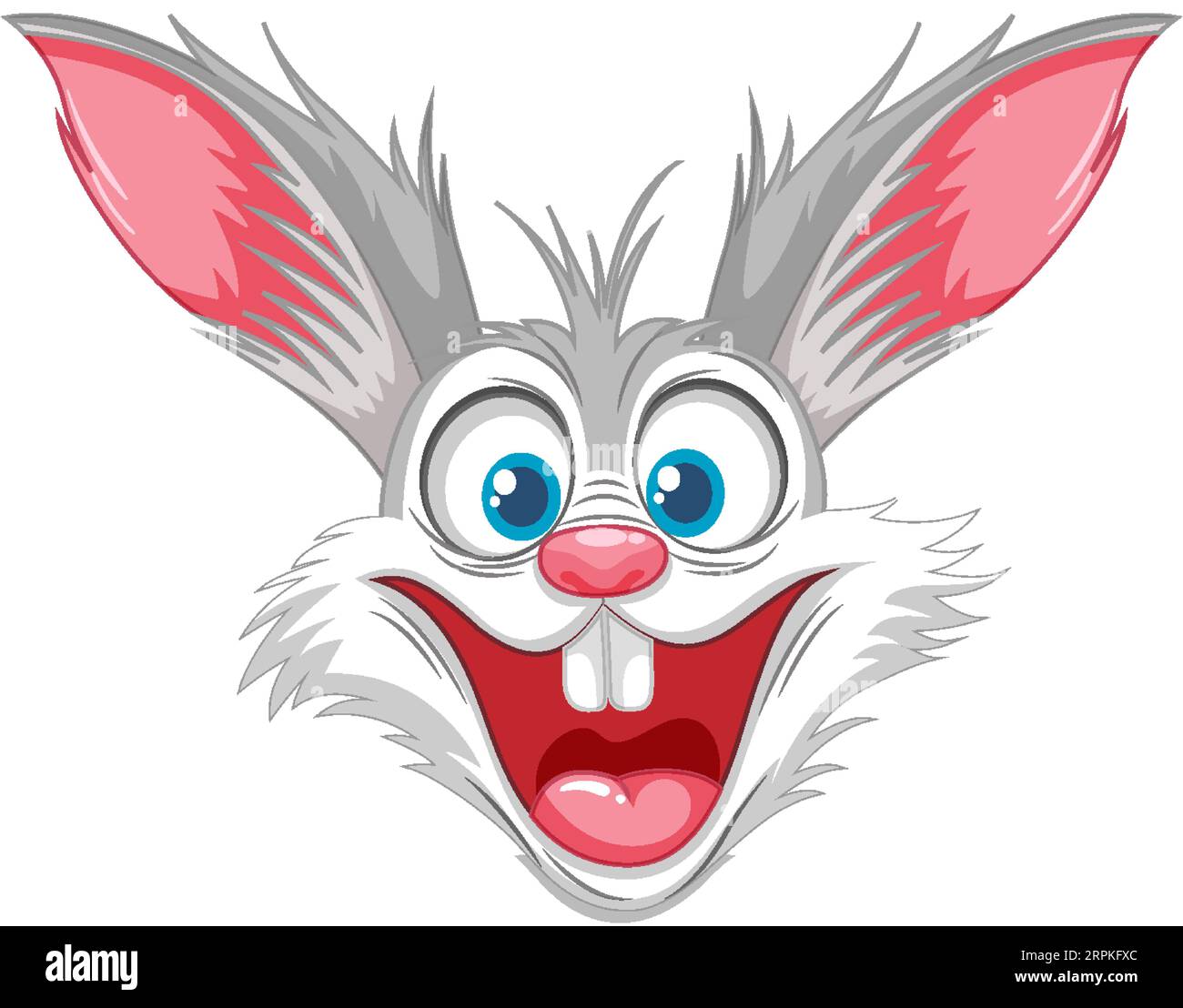 A cheerful cartoon illustration of a crazy rabbit with a big smile ...