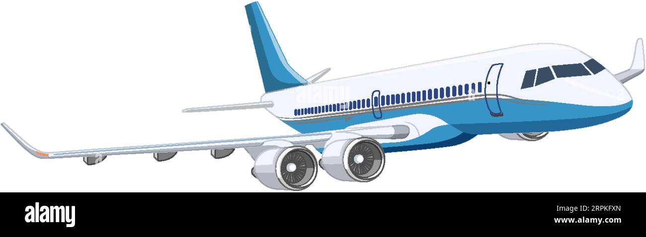 A vector cartoon illustration of a commercial airplane flying in the ...