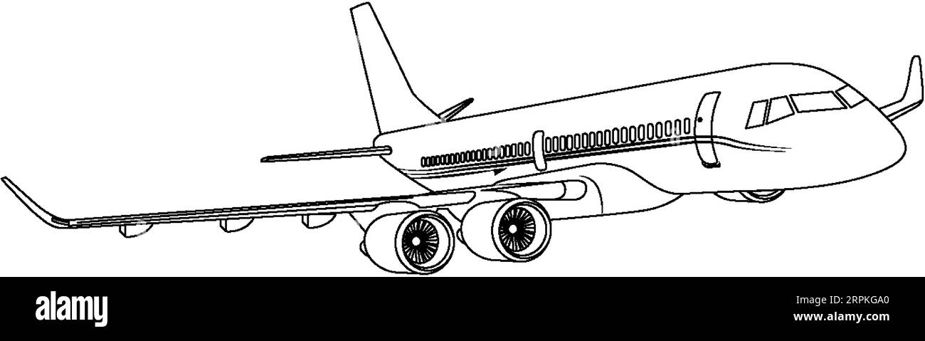 Vector cartoon illustration of a commercial airline airplane taking off ...