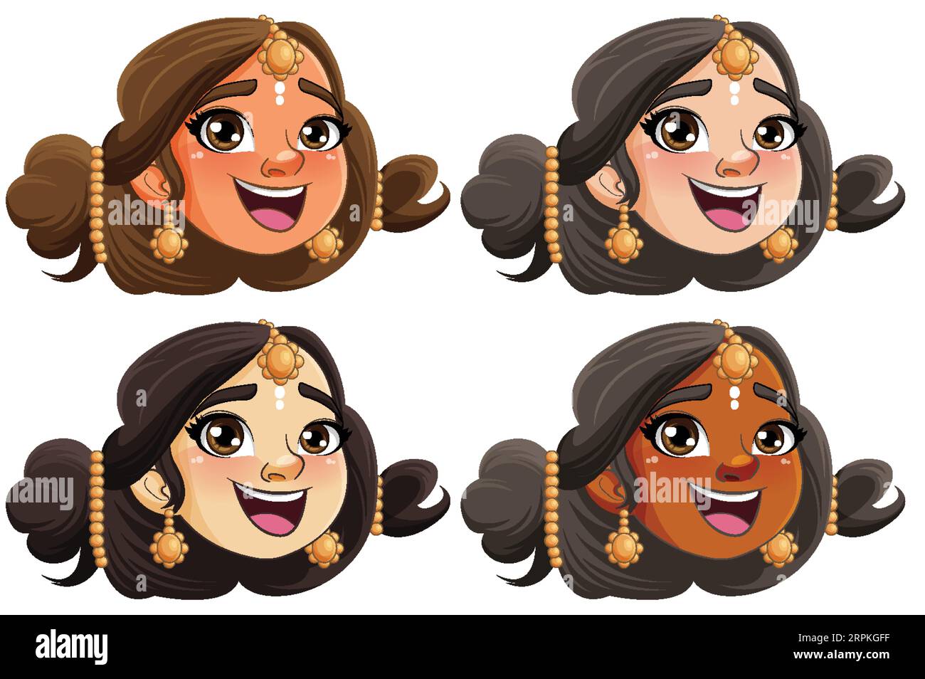 Set of Indian cartoon character face smiling illustration Stock Vector ...