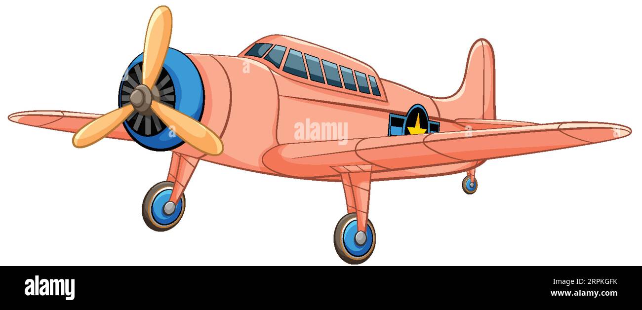 A vector cartoon illustration of a classic vintage aircraft isolated on ...