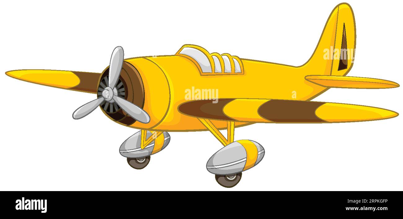 A cartoon-style illustration of a classic vintage aircraft, isolated on ...