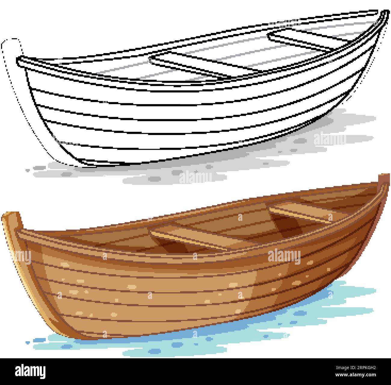 A vector cartoon illustration of a wooden paddle boat for colouring ...