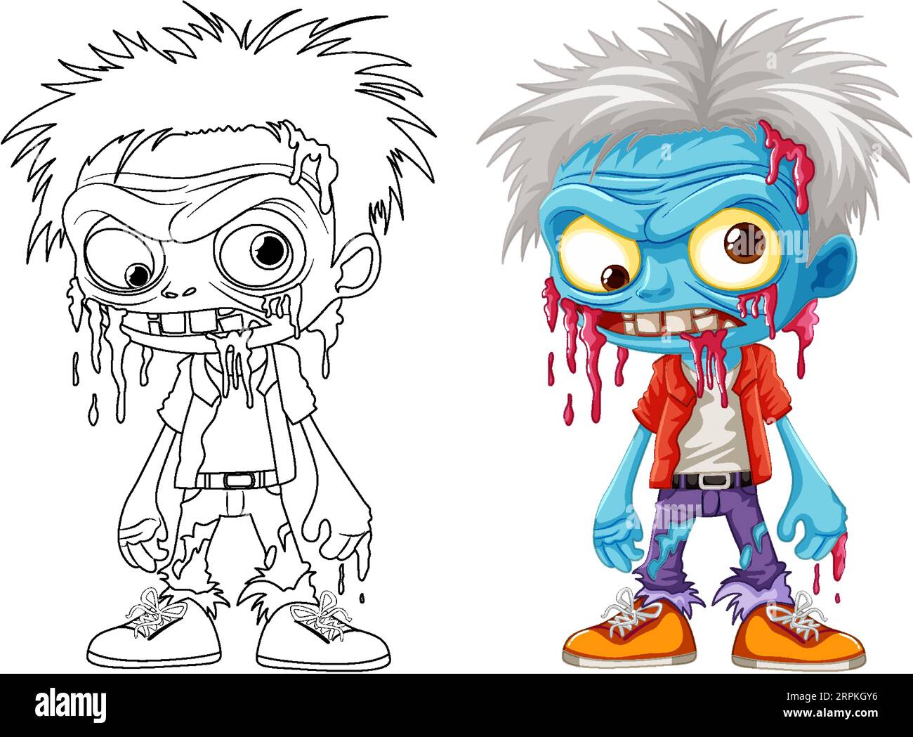 Vector illustration of a male zombie for coloring Stock Vector Image ...