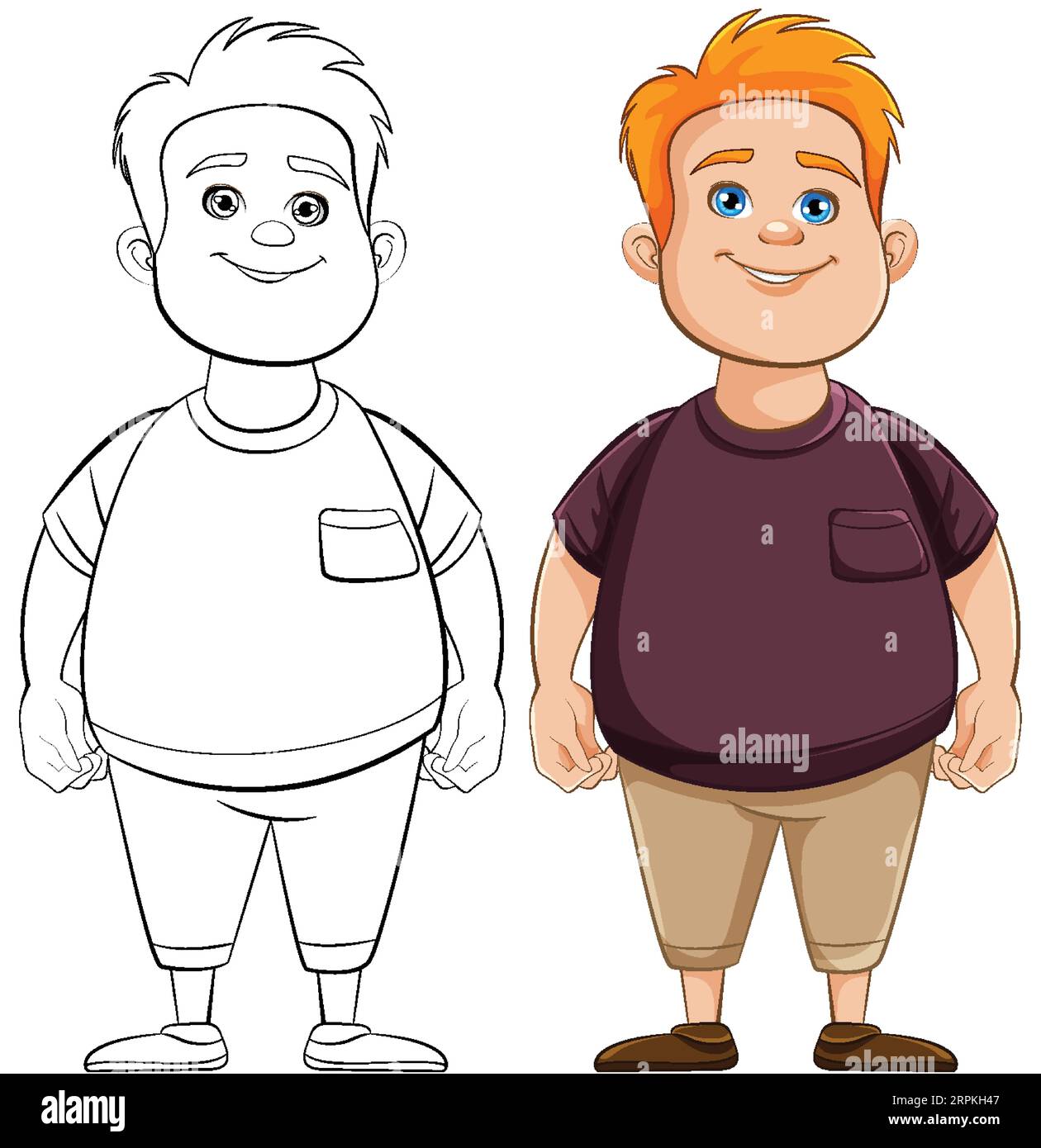 A vector cartoon illustration of a chubby teen man wearing a t-shirt ...