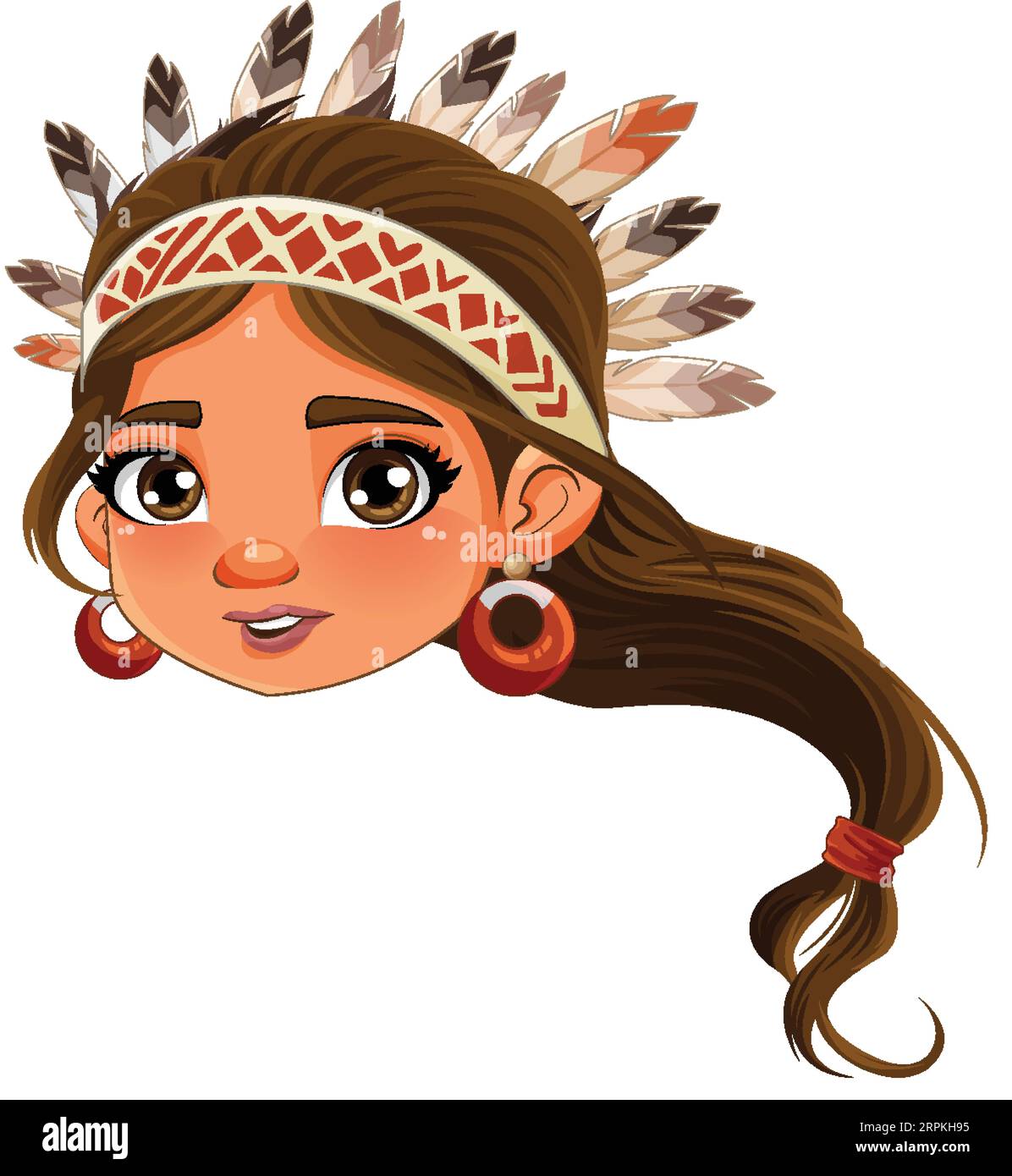 Female Native American cartoon head illustration Stock Vector Image ...