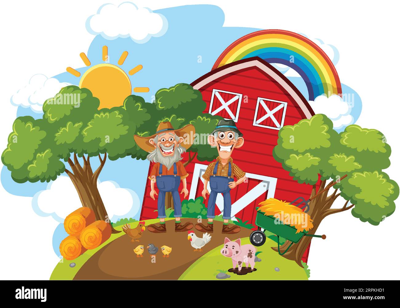 Happy farmer tractor cartoon Cut Out Stock Images & Pictures - Alamy
