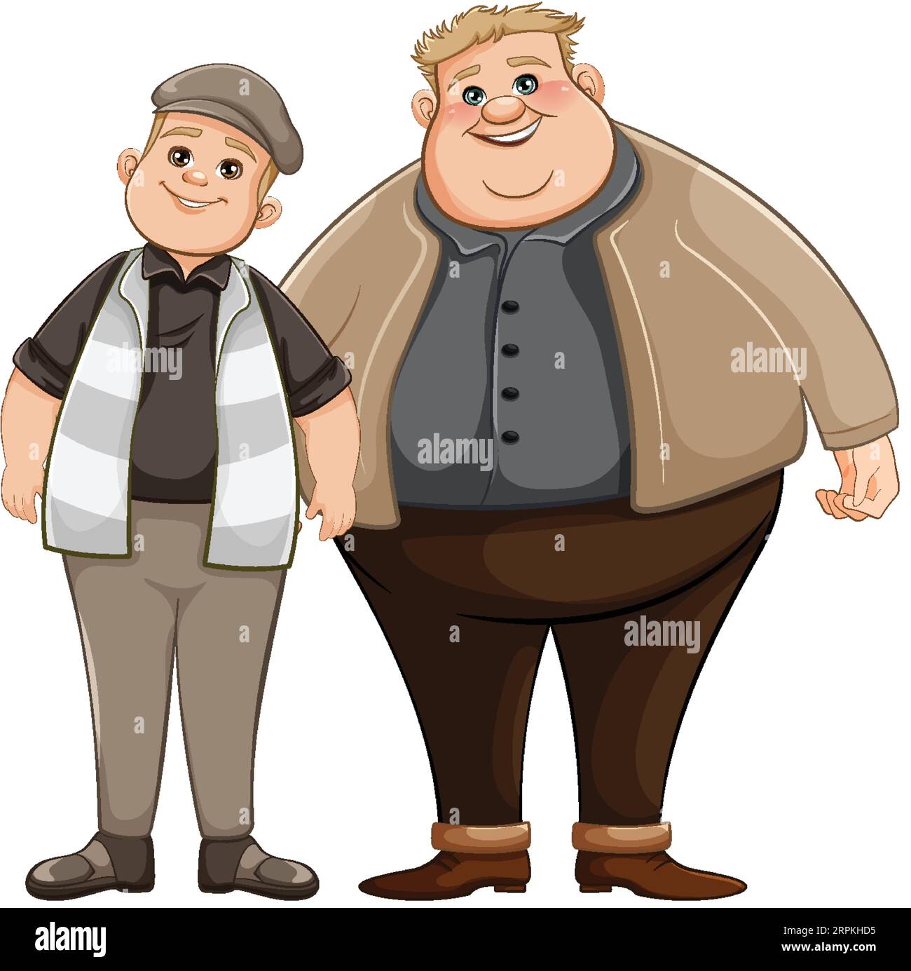 Two cartoon twin brothers with chubby cheeks and big smiles Stock ...