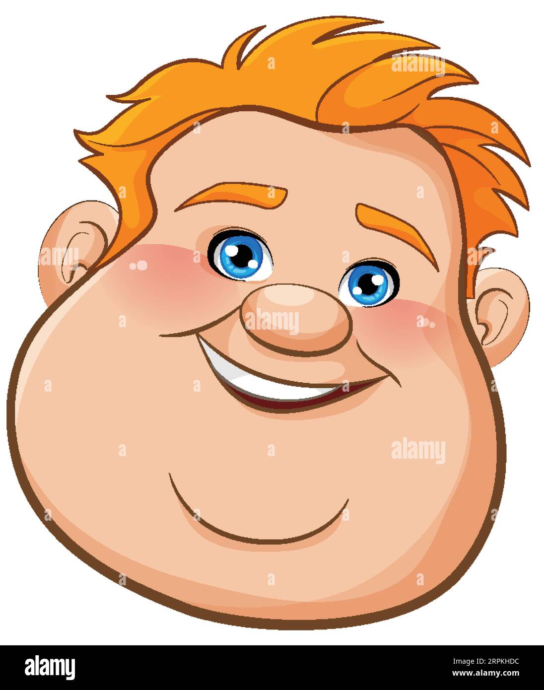 A cheerful overweight teenage man is illustrated in a vector cartoon ...