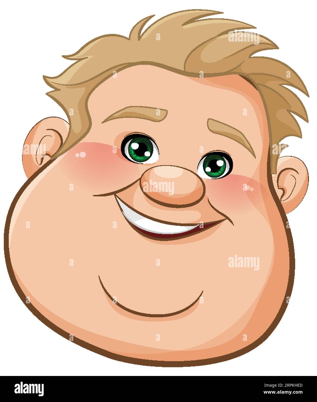 A cheerful overweight teenage man is illustrated in a vector cartoon ...
