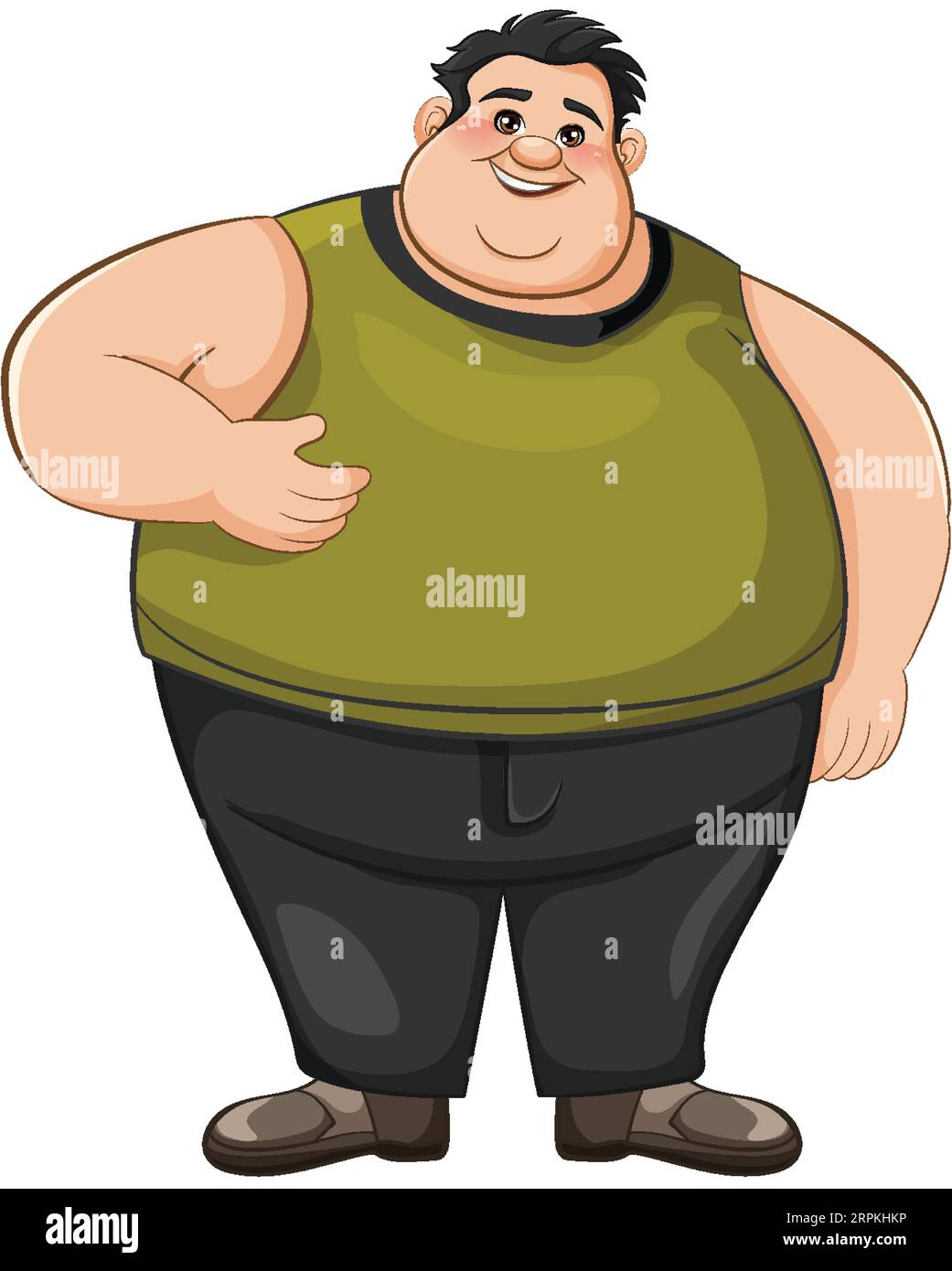 A vector illustration of a fat male cartoon character wearing a tank ...