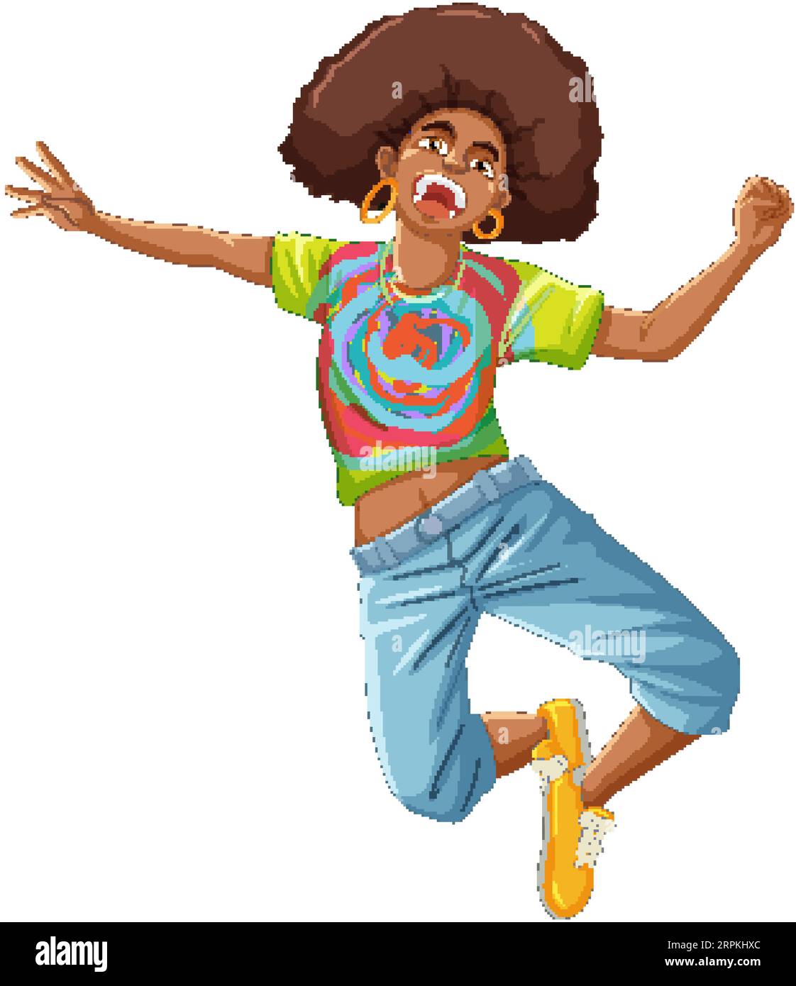 Black African American Woman Cartoon Character with Afro Hair ...