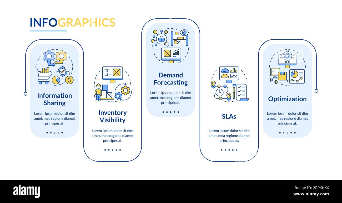 Colorful vendor management layout with linear icons Stock Vector Image ...