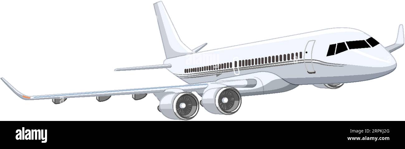 A simple cartoon illustration of a commercial airline airplane flying ...