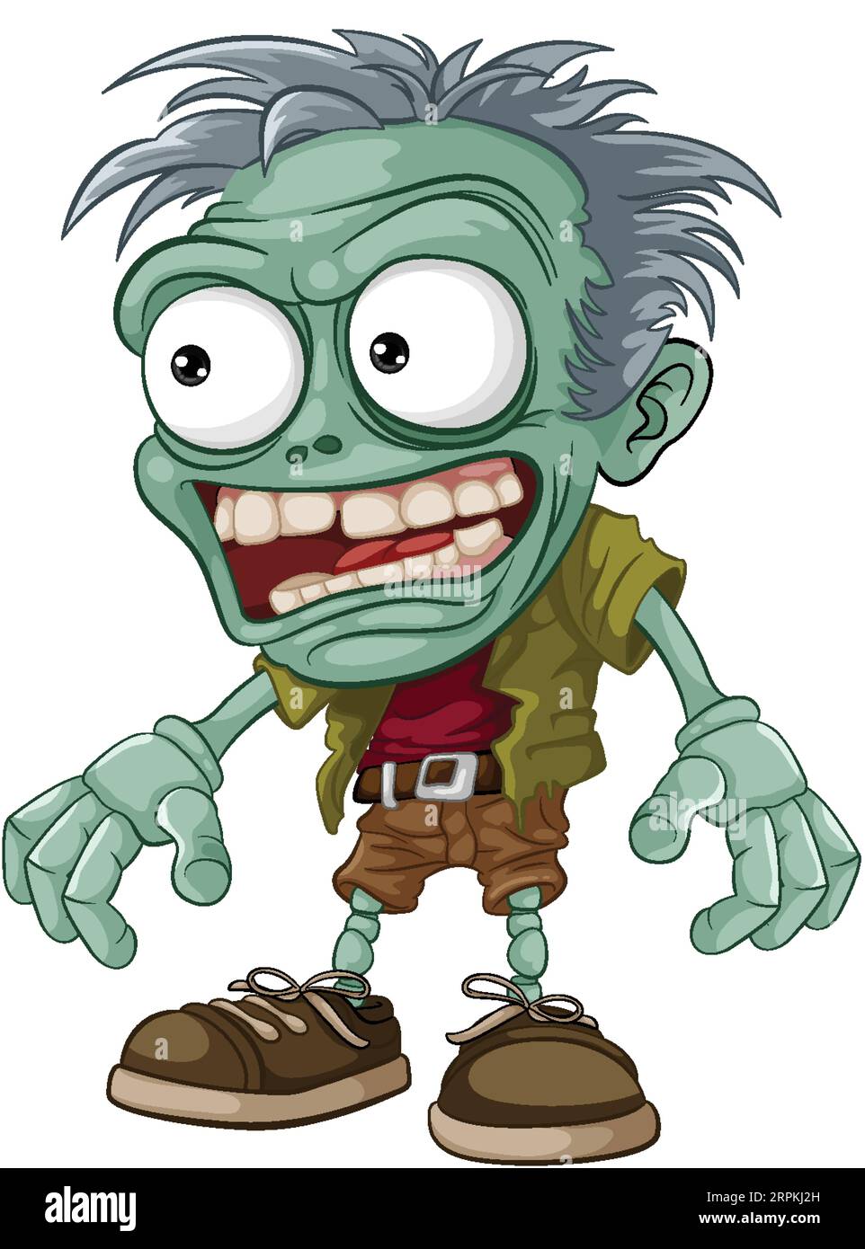 An isolated vector illustration of a creepy, scary bald zombie monster ...