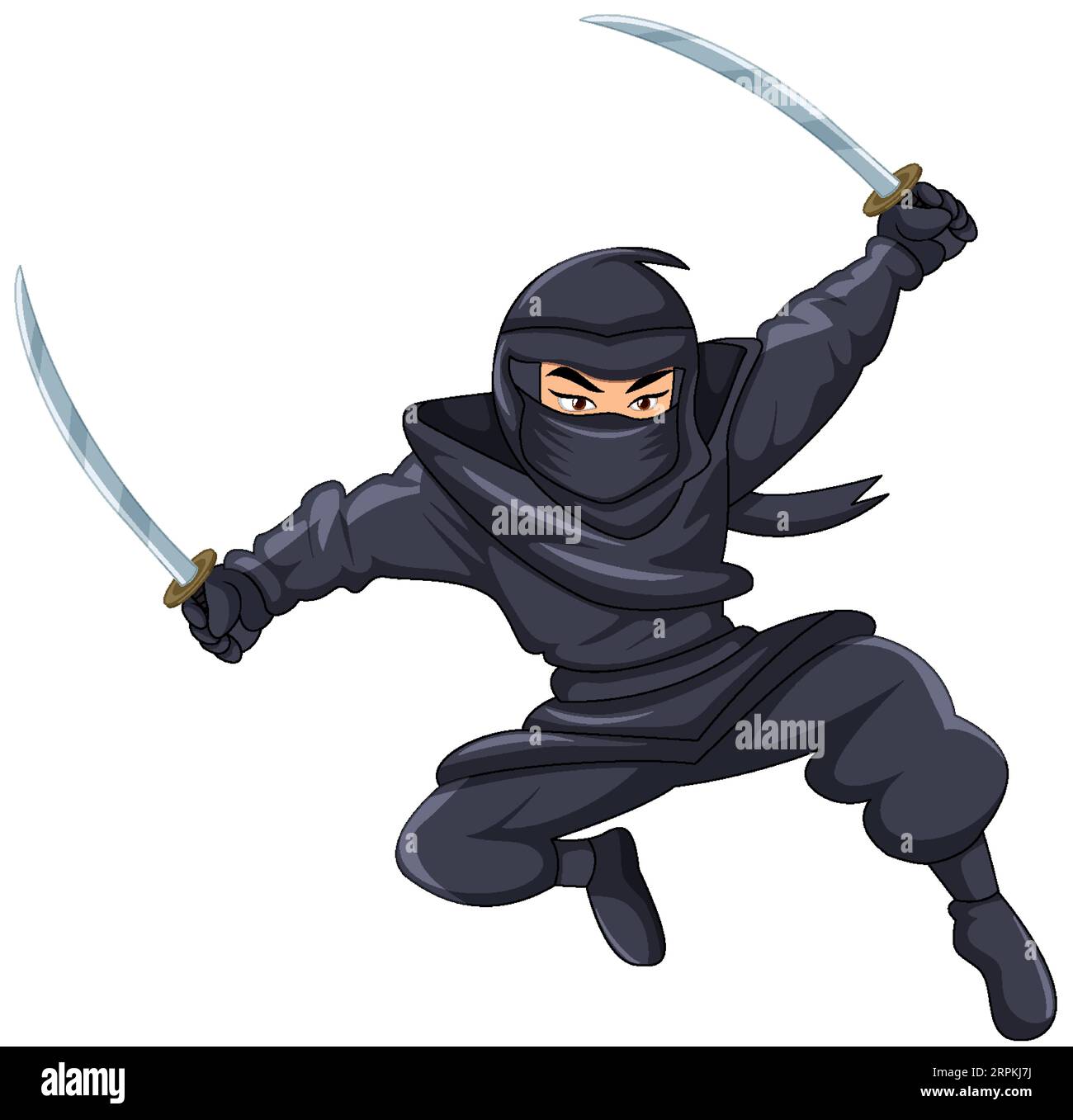 Ninja Jumping and Brandishing Sword illustration Stock Vector Image ...