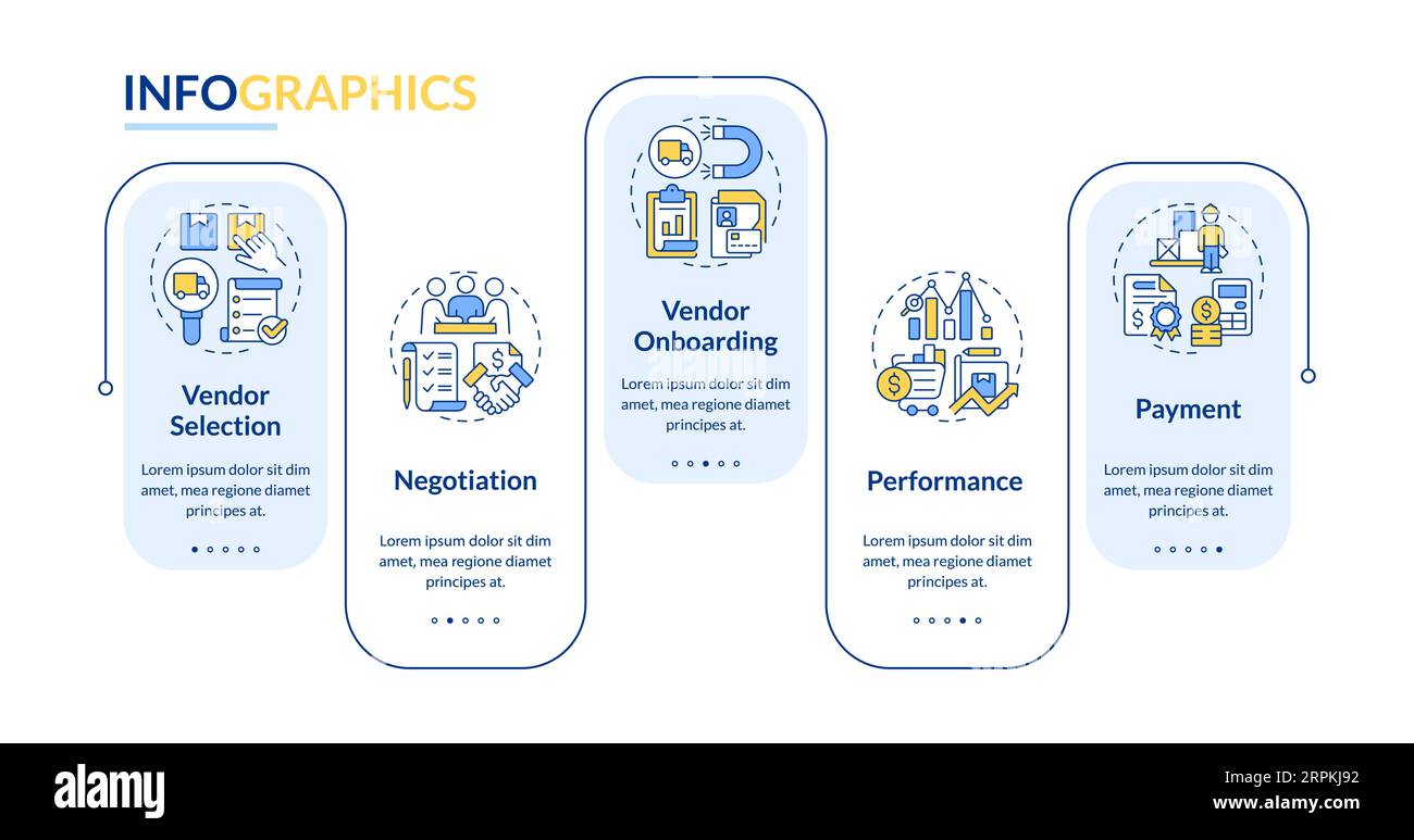 Colorful vendor management layout with line icons Stock Vector Image ...