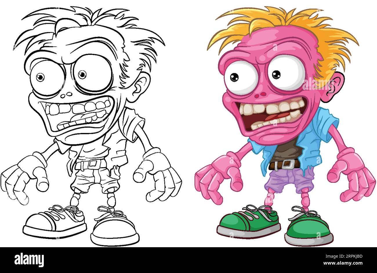 An isolated outline of a creepy and scary bald zombie monster man Stock ...