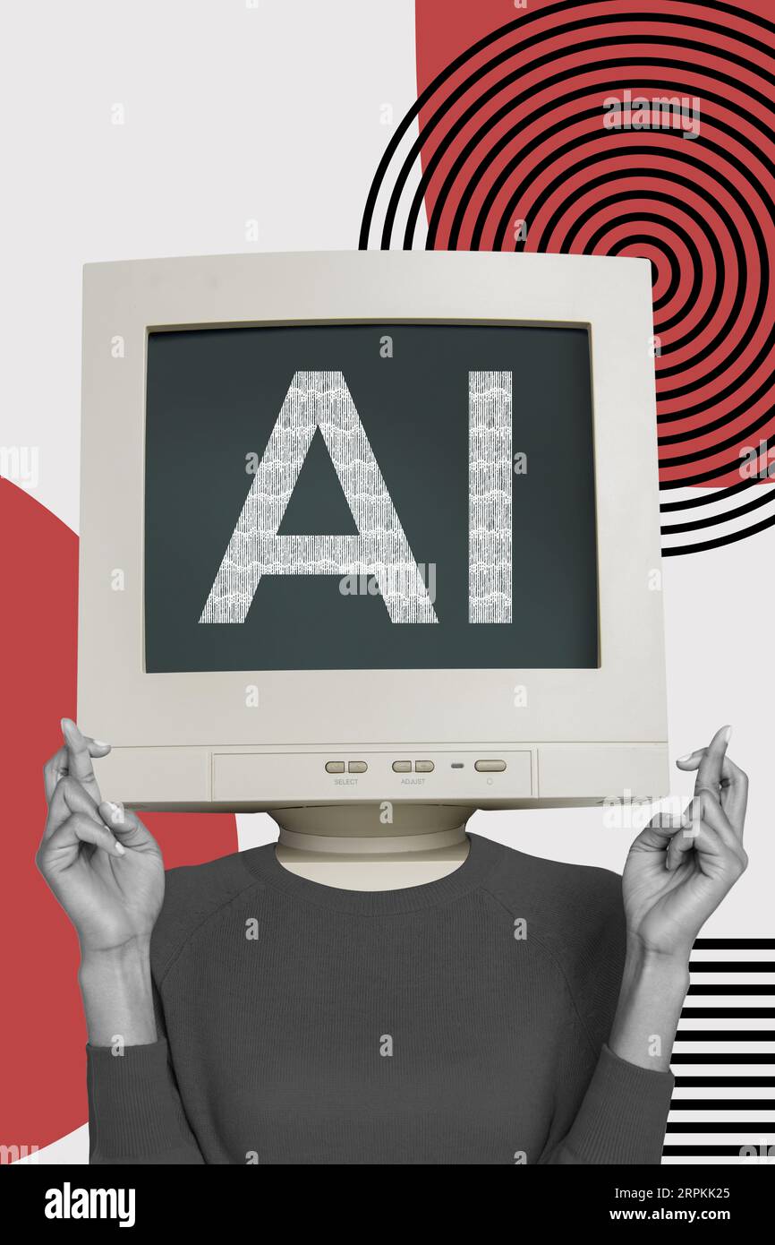 Image painted collage of faceless weird girl with crossed fingers pc ...