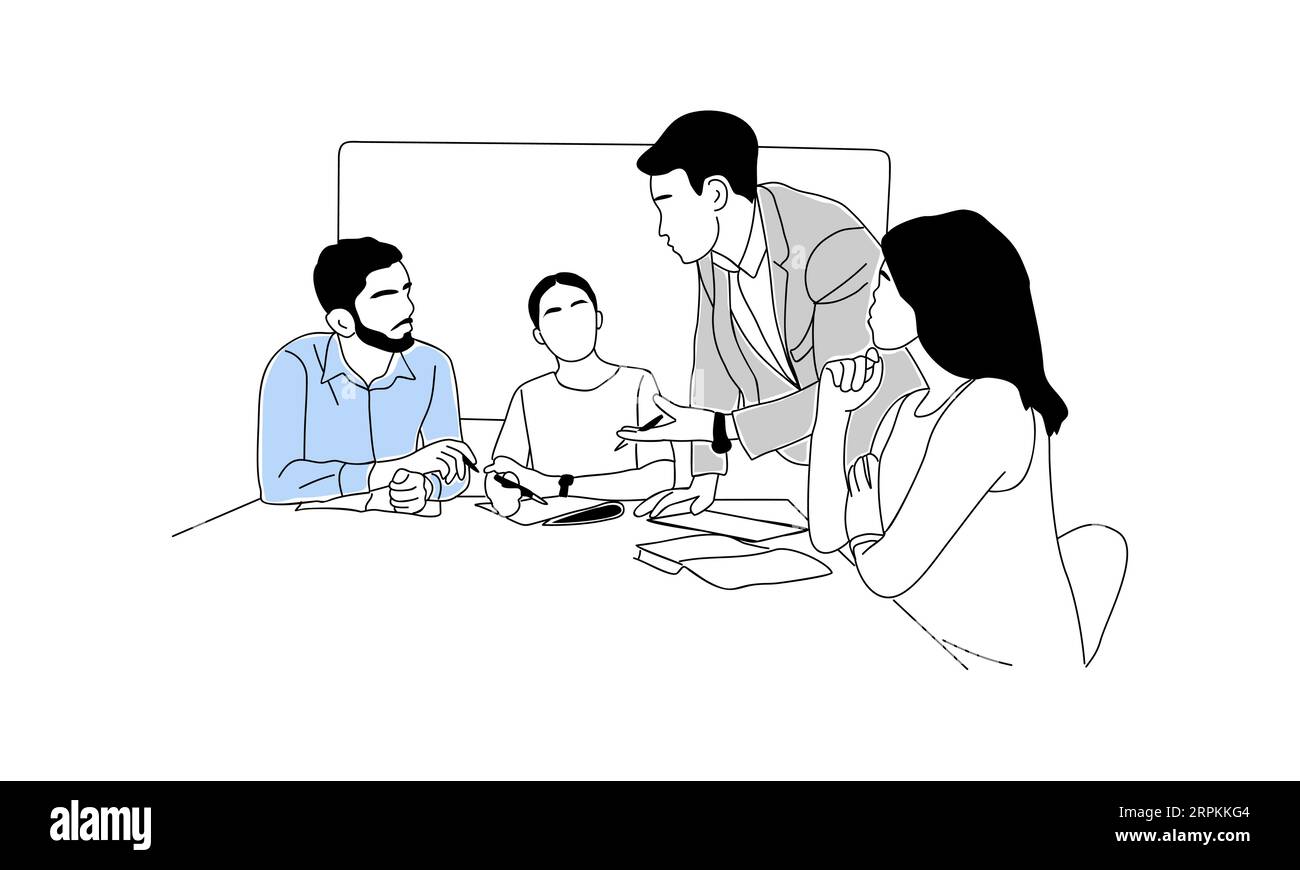 Business team members working together vector art Stock Vector Image ...