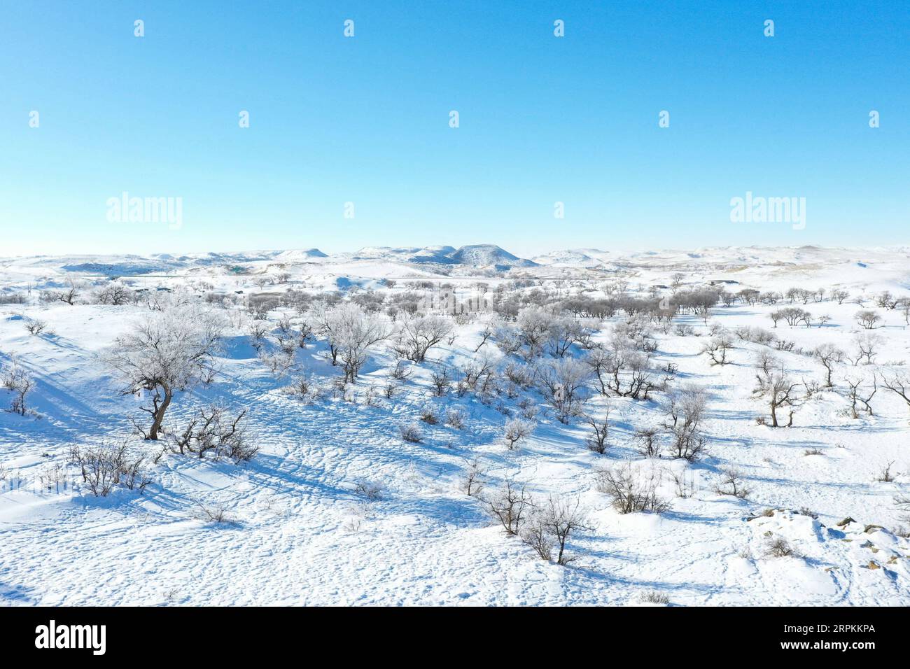 200113 -- XILINHOT, Jan. 13, 2020 -- Aerial photo taken on Jan. 13 ...