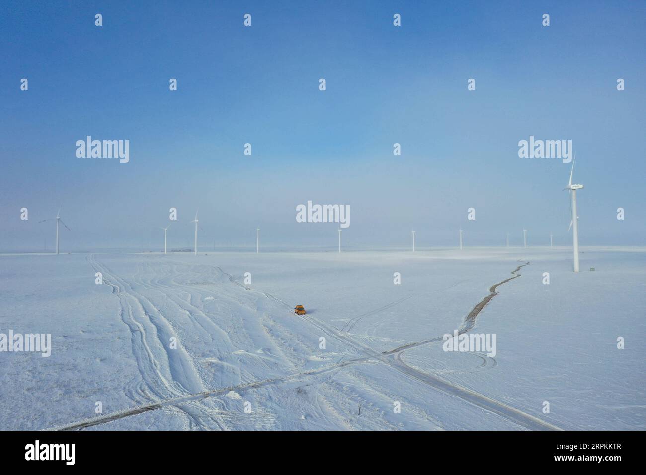 200113 -- XILINHOT, Jan. 13, 2020 -- Aerial photo taken on Jan. 13 ...