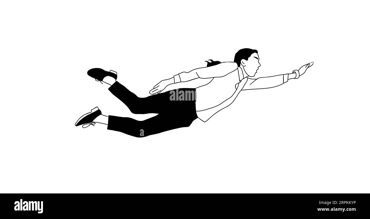 Business woman flying, floating, jumping in air Stock Vector Image ...