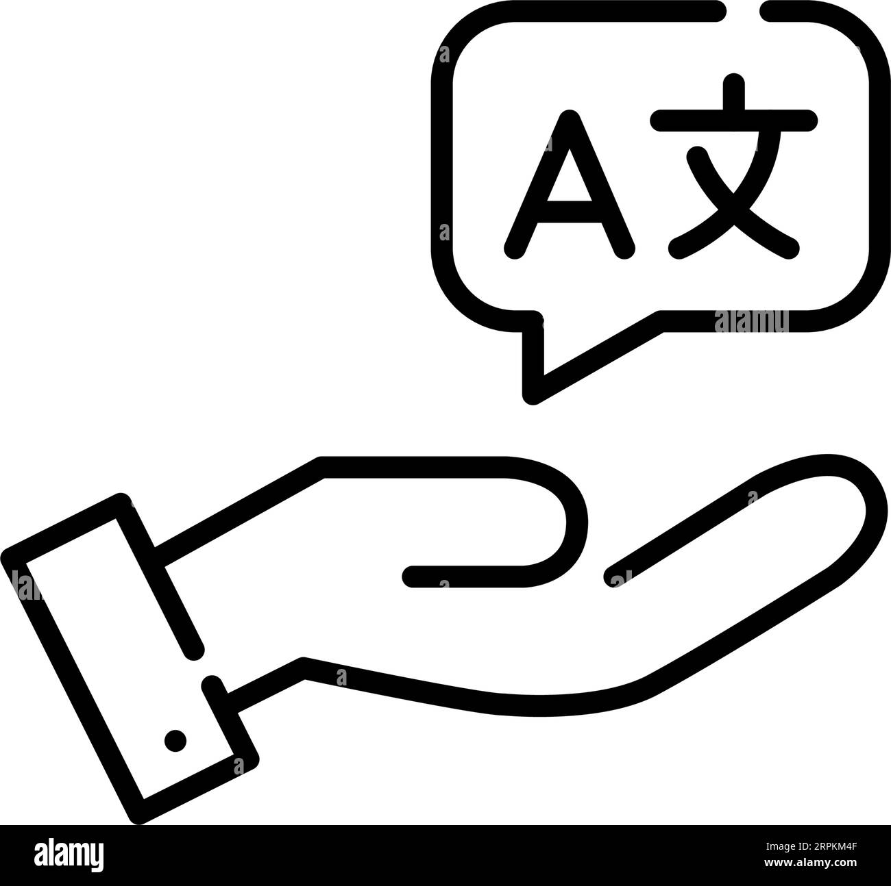 Hand holding translation symbols on a speech bubble. Pixel perfect ...