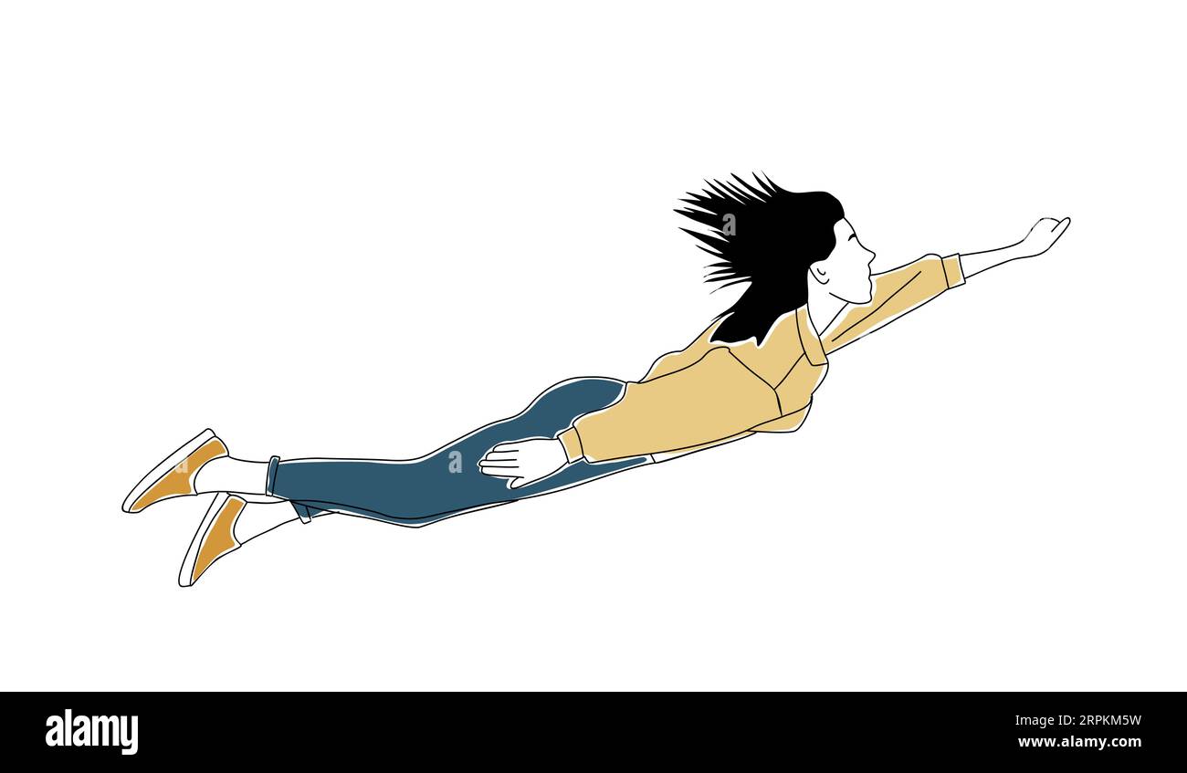 Business woman flying, floating, jumping in air Stock Vector Image ...