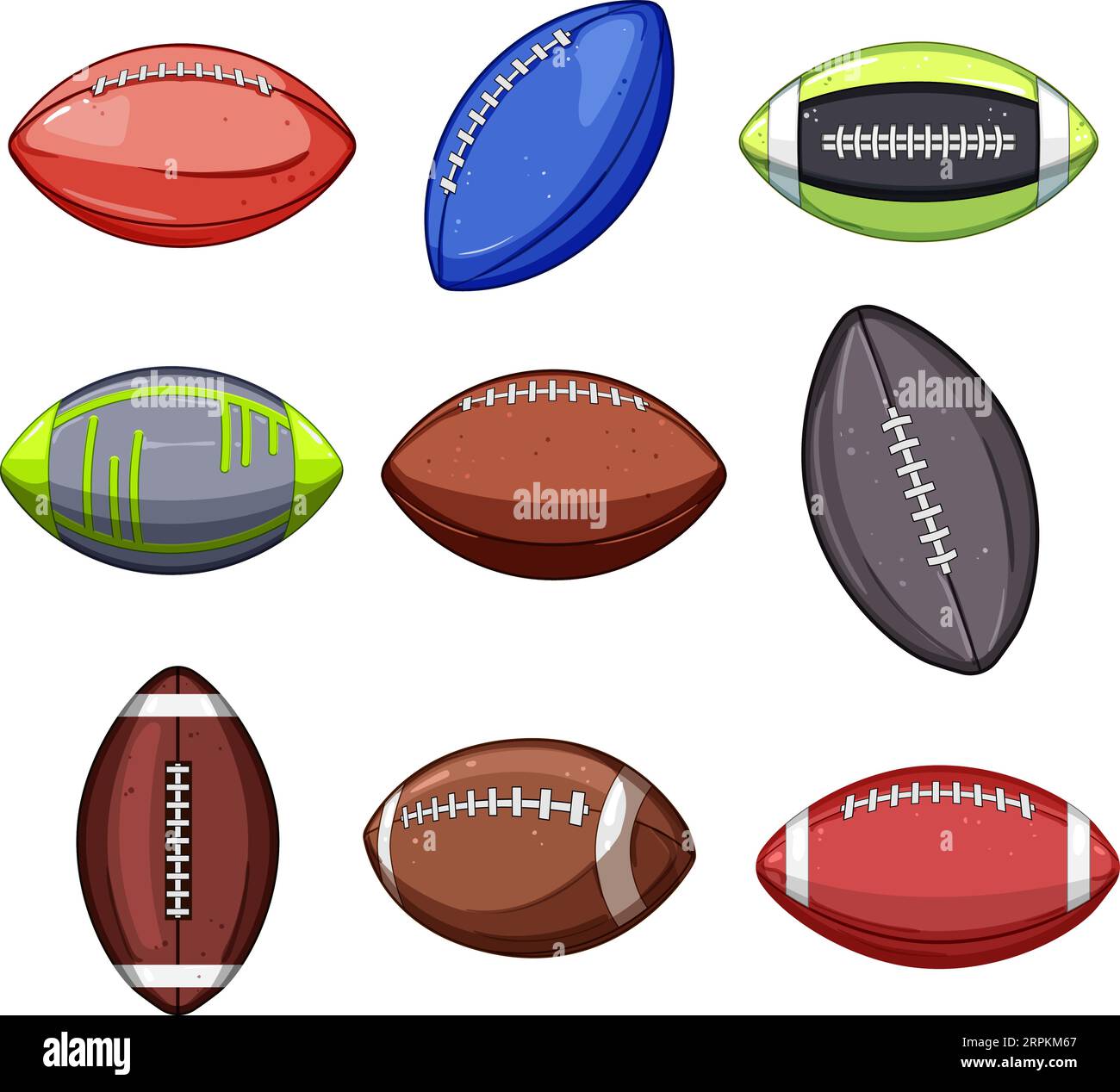 american football ball set cartoon vector illustration Stock Vector ...