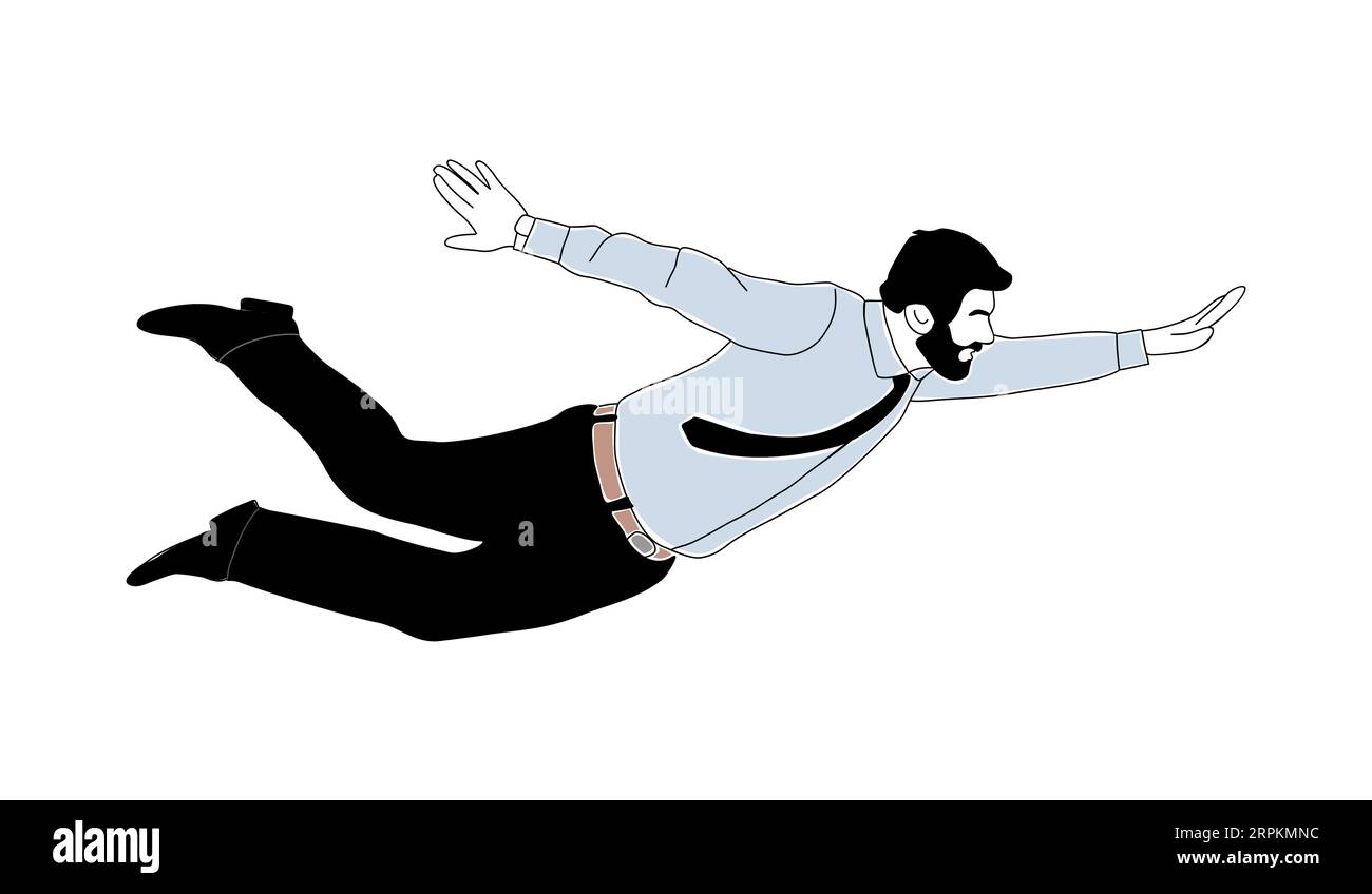 Businessman flying, floating, jumping in the air Stock Vector Image ...