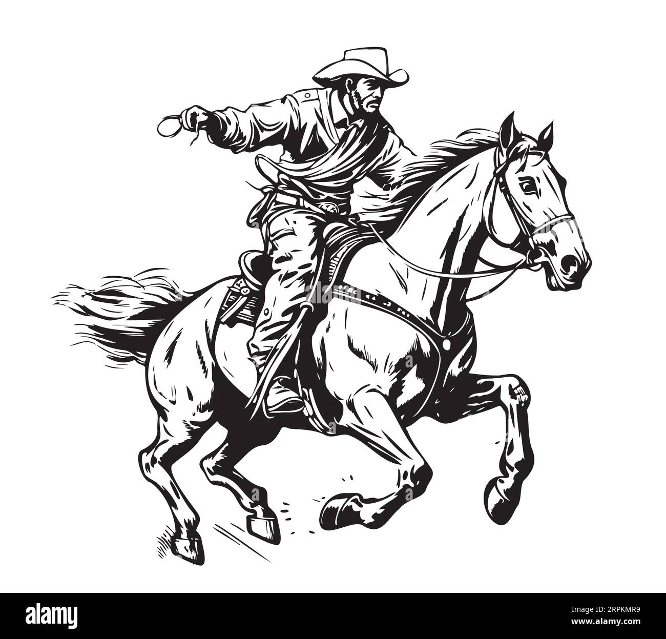 Western Horse Riding Clipart Horse Art, Pen And Ink Horse Print,