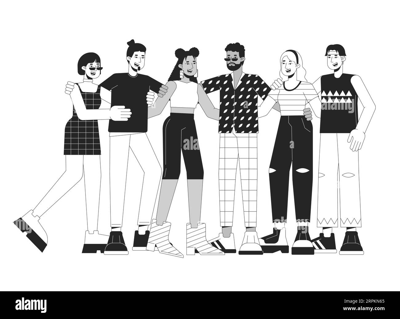 DIverse community bw concept vector spot illustration Stock Vector ...