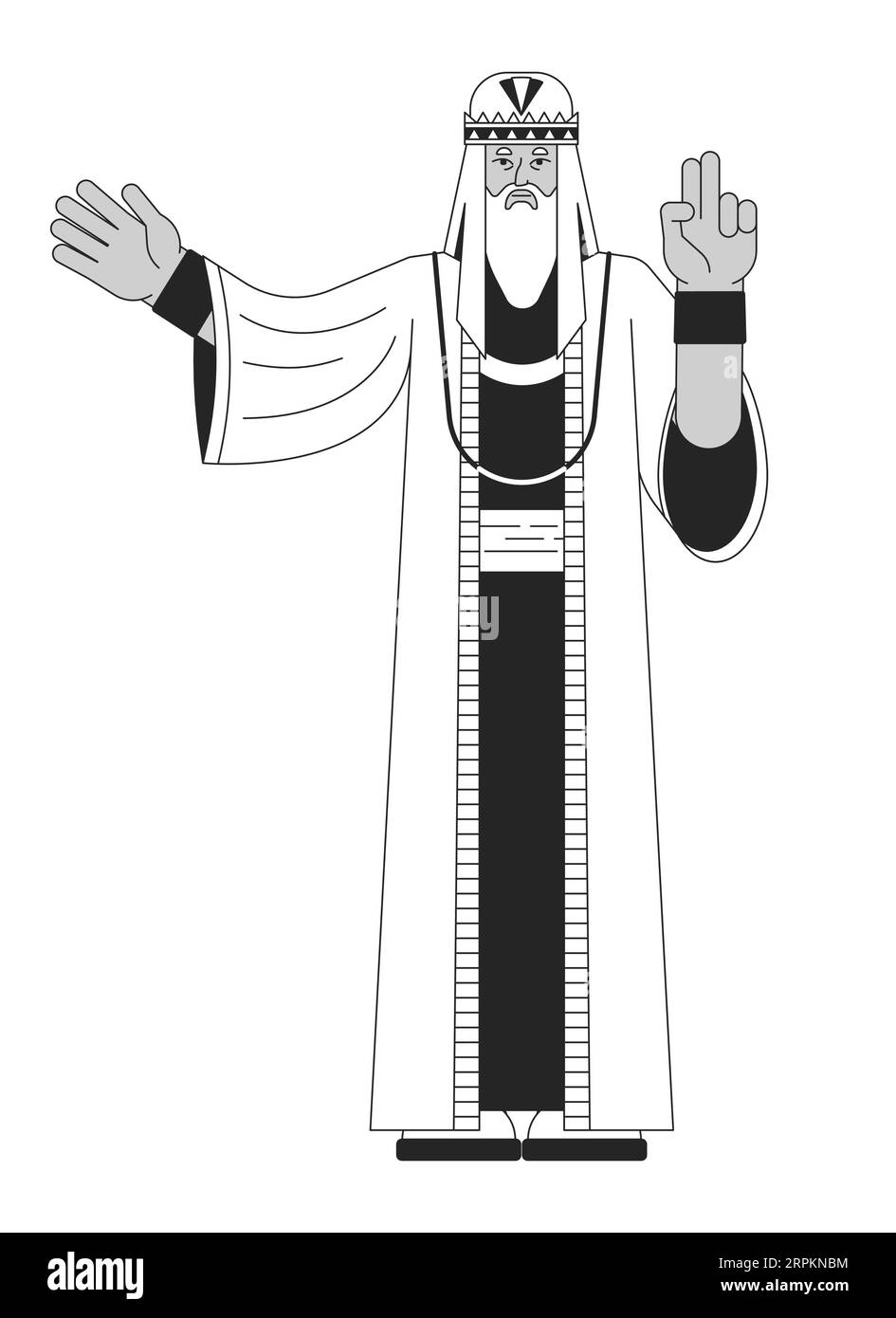 Sage man flat line black white vector character Stock Vector Image ...