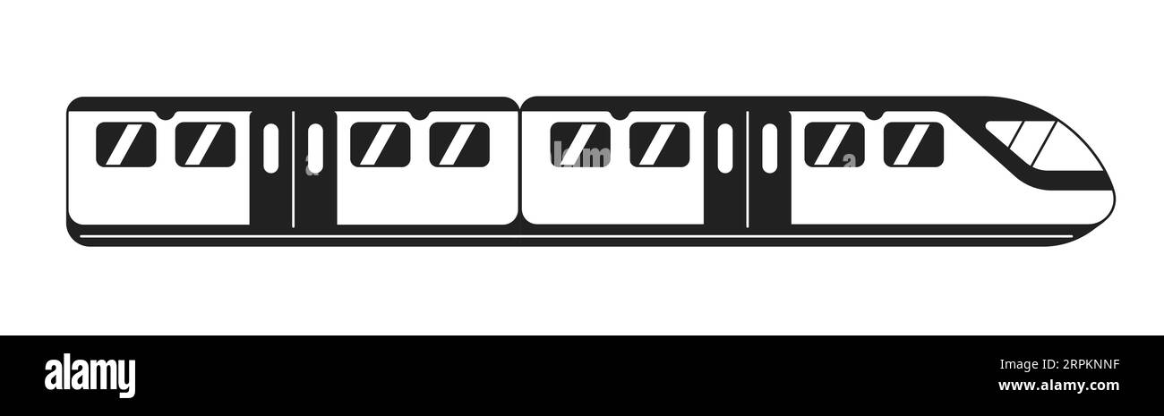Modern high speed train monochrome flat vector object Stock Vector ...